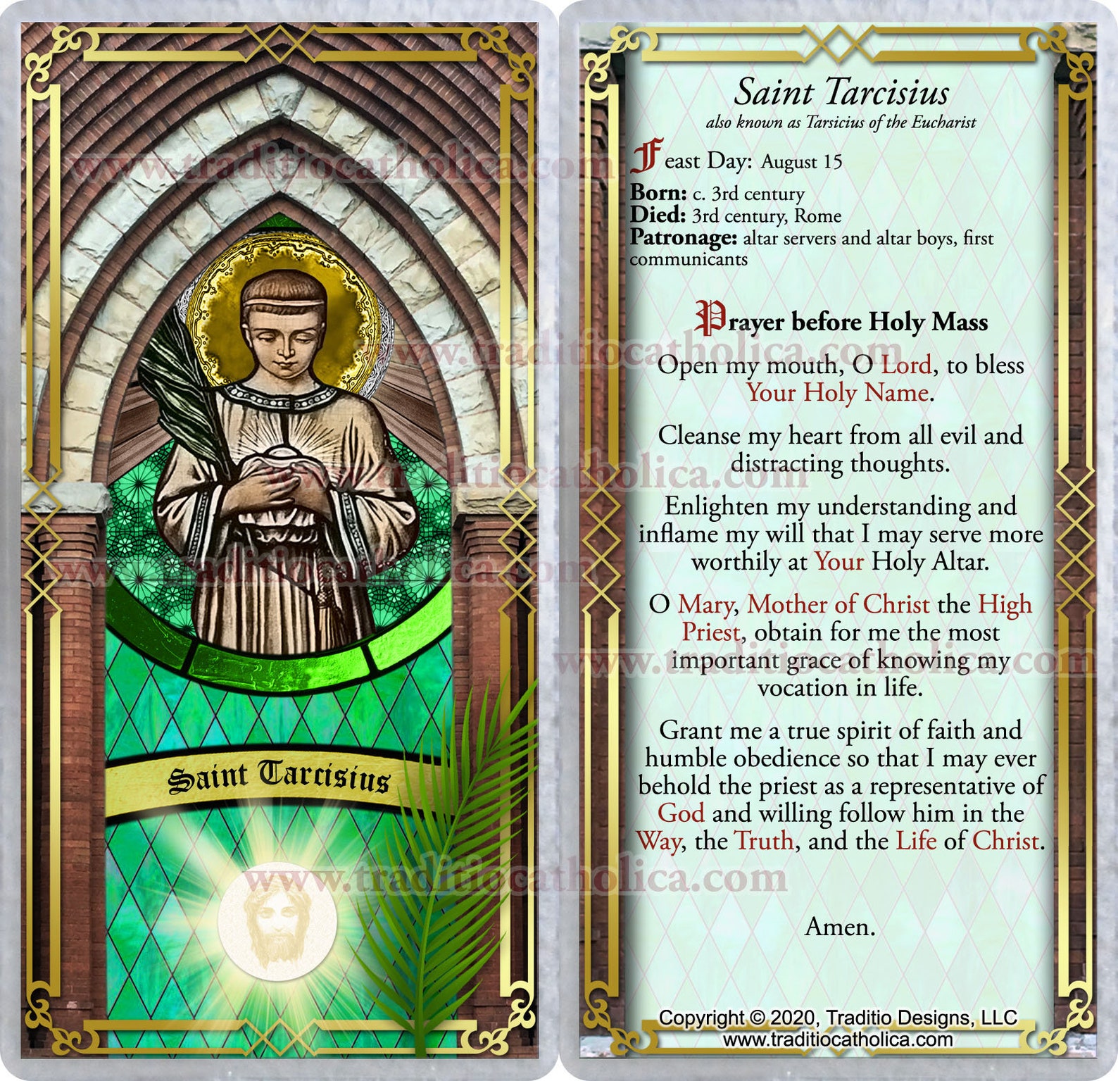 St. Tarcisius, Patron of Altar Servers - Stained Glass and Statue Art ...
