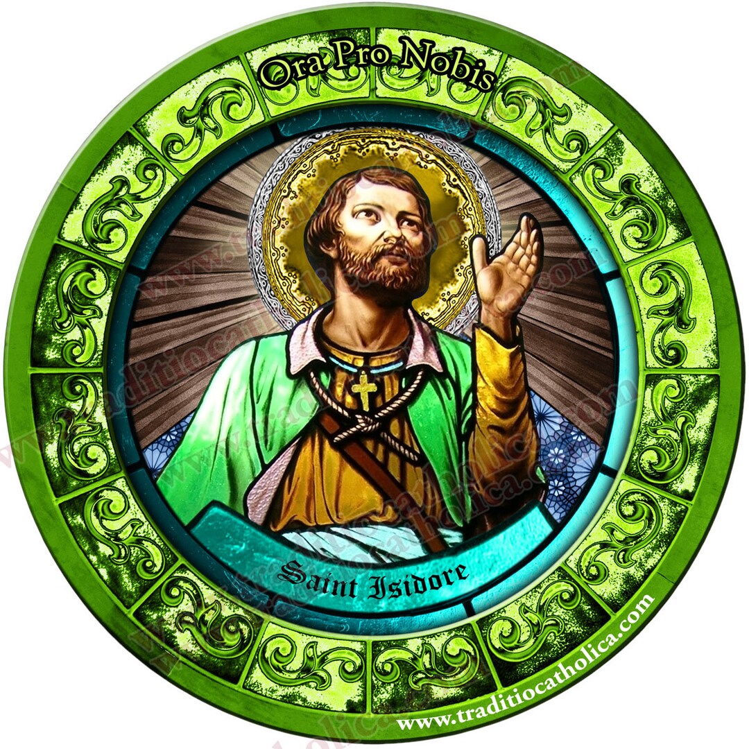 Saint Isidore the Farmer, Patron of Farmers Stained Glass Round 4 Inch ...