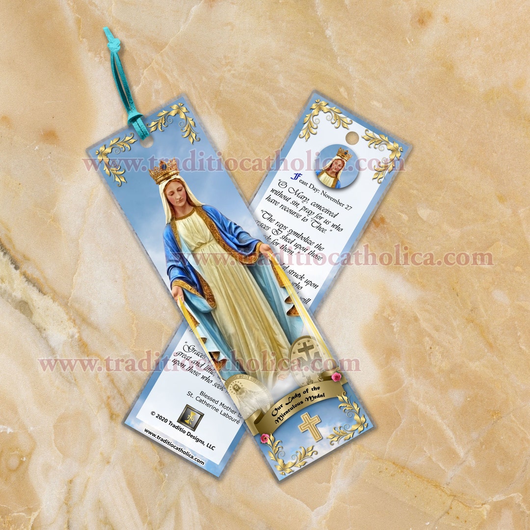 Our Lady of the Miraculous Medal Laminated Bible Scripture Bookmark ...