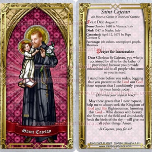 Saint Cajetan Stained Glass Laminated and Lace Catholic Holy Prayer ...