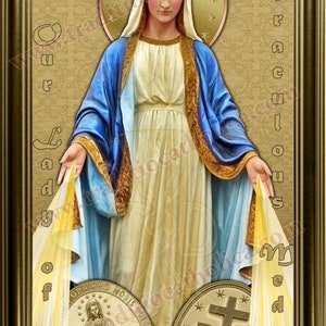 Our Lady of the Miraculous Medal Handcrafted Framed Prints. 7x14 Size ...