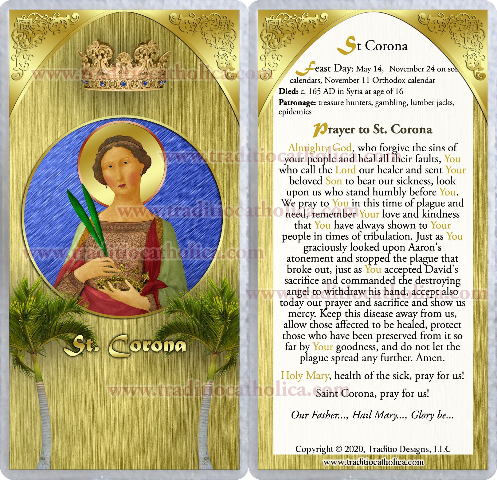Saint St Corona, Now Patron of Pandemics - Eastern Orthodox Catholic ...