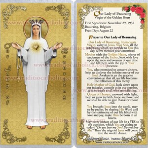 Our Lady of Beauraing Belgium Laminated Catholic Holy Prayer Cards ...