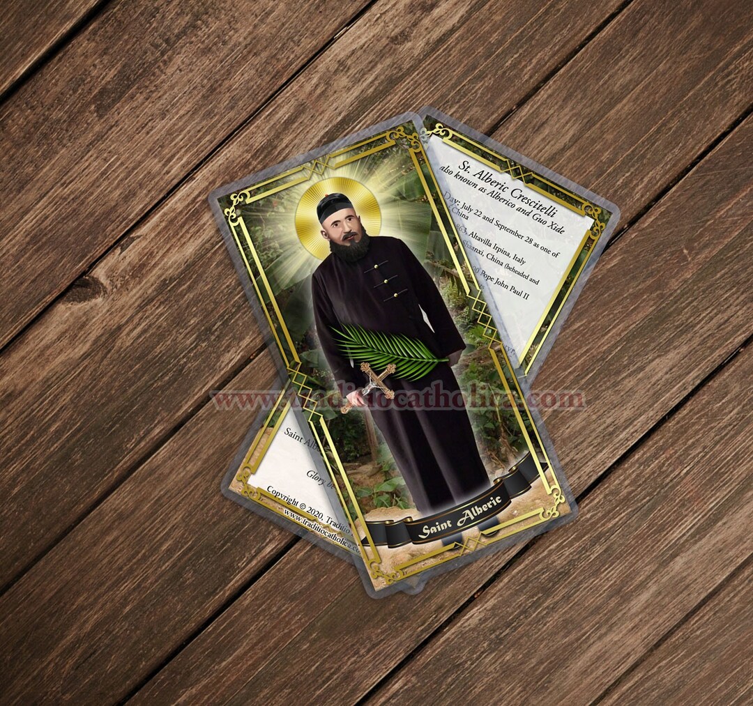 Saint St Alberic Crescitelli, China Laminated Catholic Holy Card. Great ...