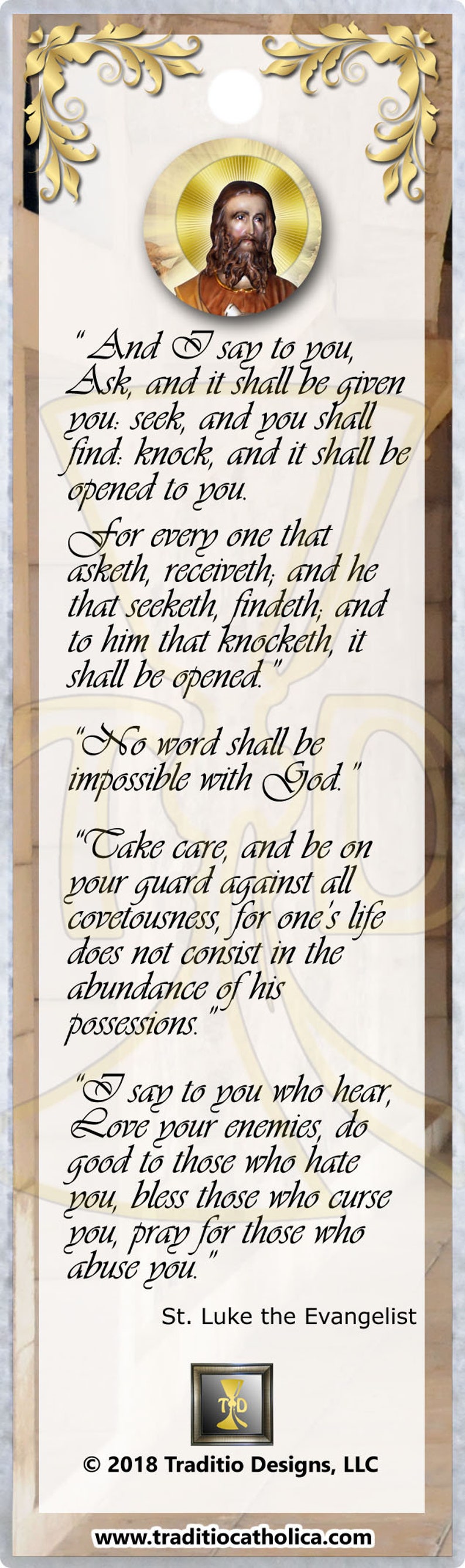 Saint St Luke the Evangelist Laminated Bible Scripture Quotes - Etsy