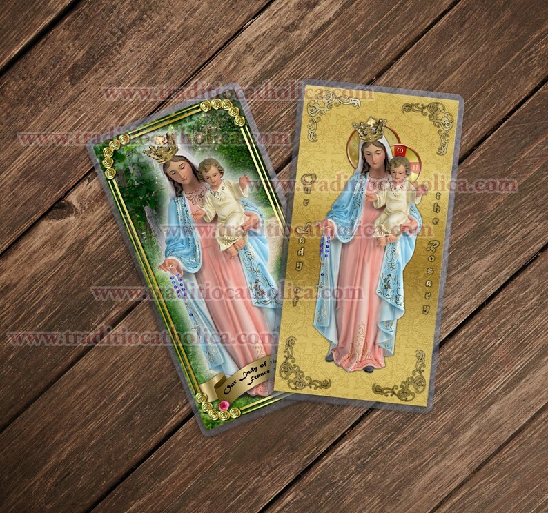 Our Lady of the Rosary France Laminated Catholic Holy Cards. - Etsy