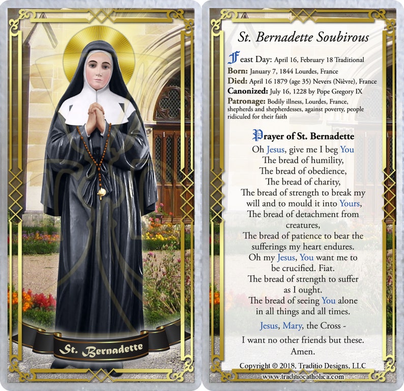 Saint Bernadette Soubirous Laminated Holy Prayer Cards. - Etsy