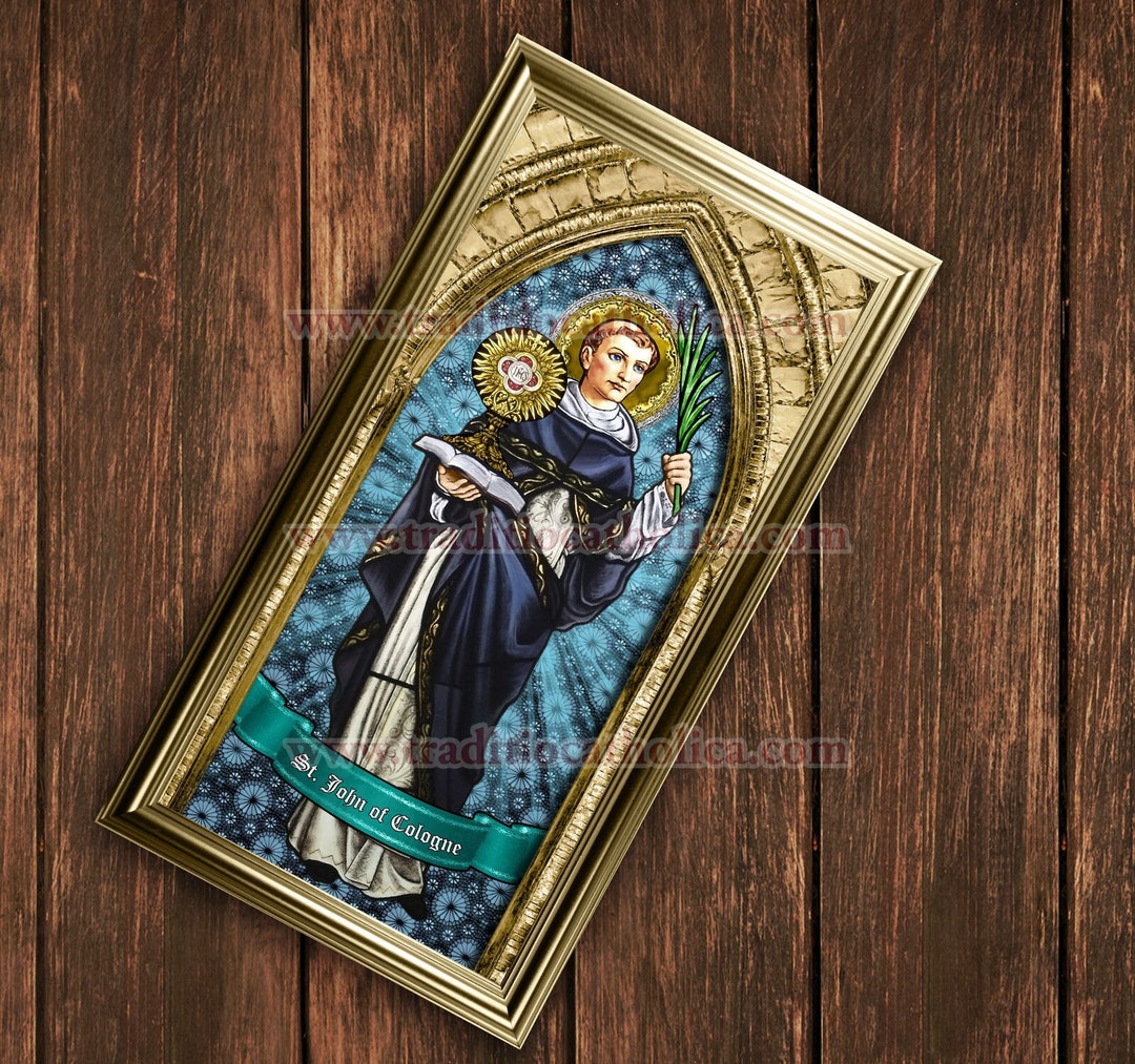Saint John of Cologne Stained Glass Handcrafted Framed Print. 7x14 Size ...
