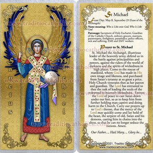 St. Saint Michael Archangel Laminated Holy Prayer Cards. Stained Glass ...