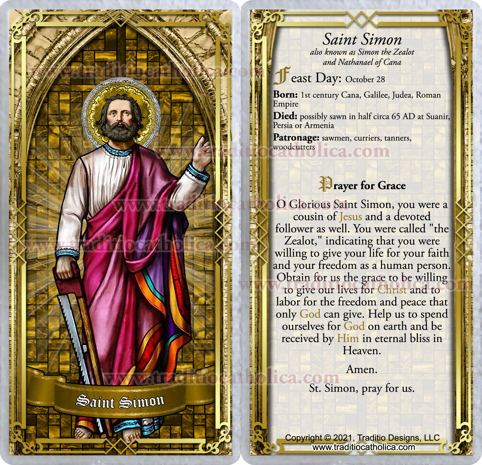 Saint Simon Zealot the Apostle Catholic Holy Prayer Cards. St. - Etsy