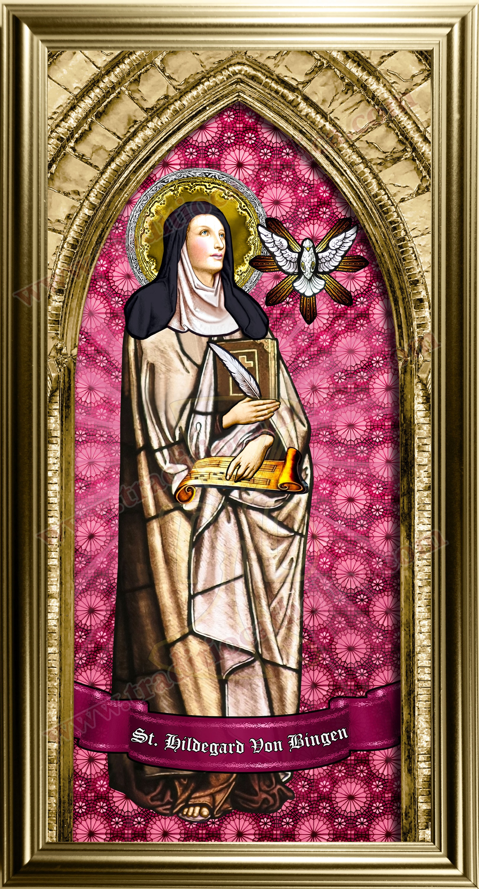 Saint Hildegard Von Bingen Handcrafted Framed Prints. 7x14 Size. St ...