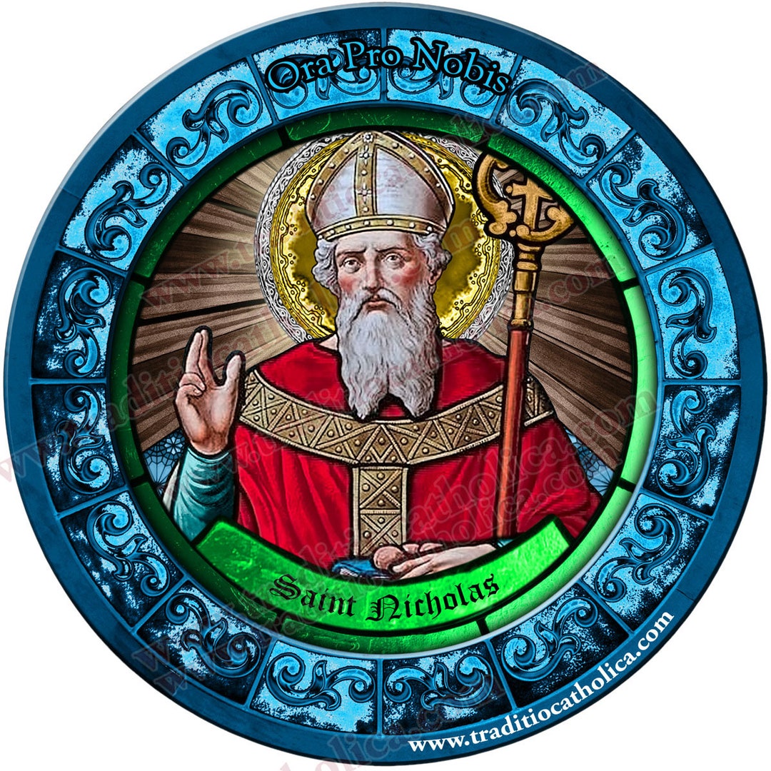 Saint Nicholas, Patron of Children Stained Glass Round 4 Inch Custom ...