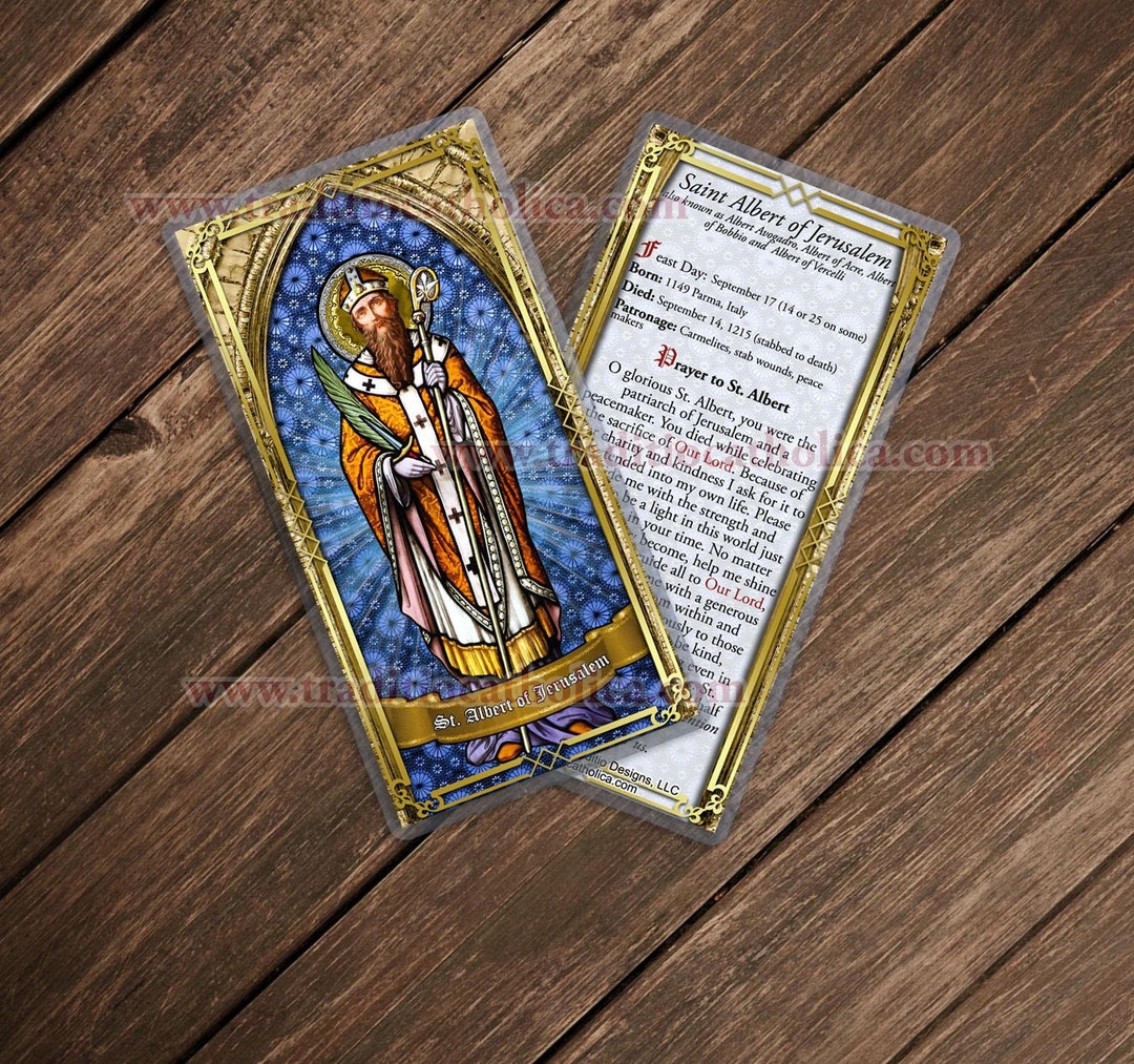 Saint Albert of Jerusalem Laminated Catholic Holy Prayer Cards. St ...