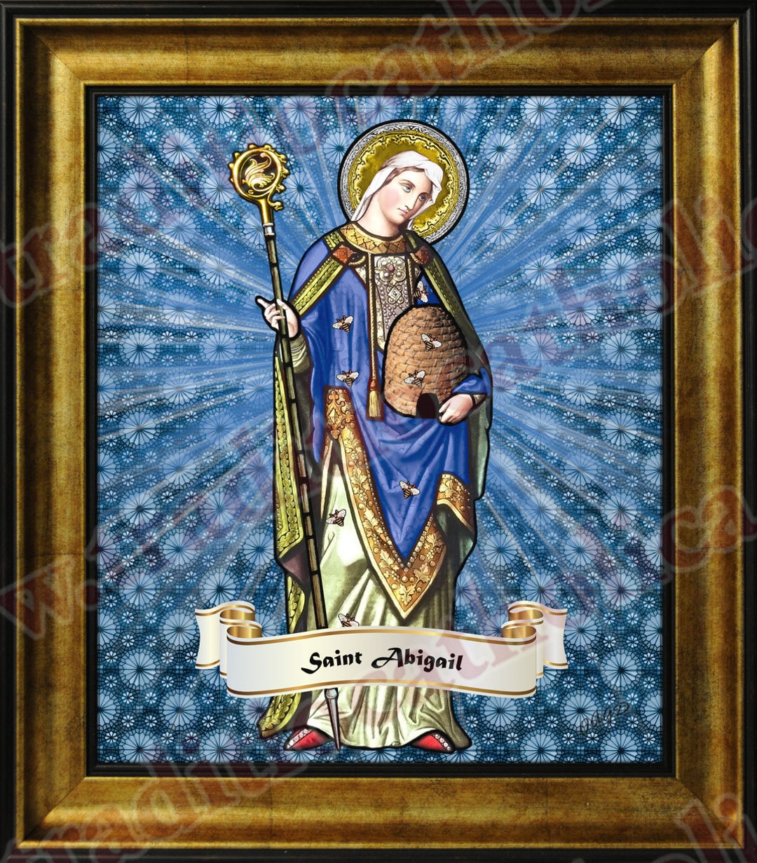 Saint Abigail Full Stained Glass Design Handcrafted Framed Prints. St ...