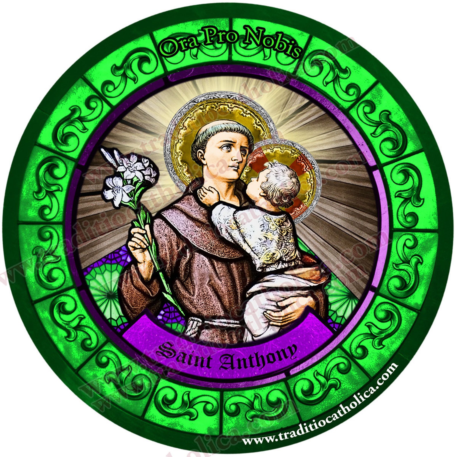 Saint St. Anthony Patron of Lost Articles Stained Glass Round - Etsy