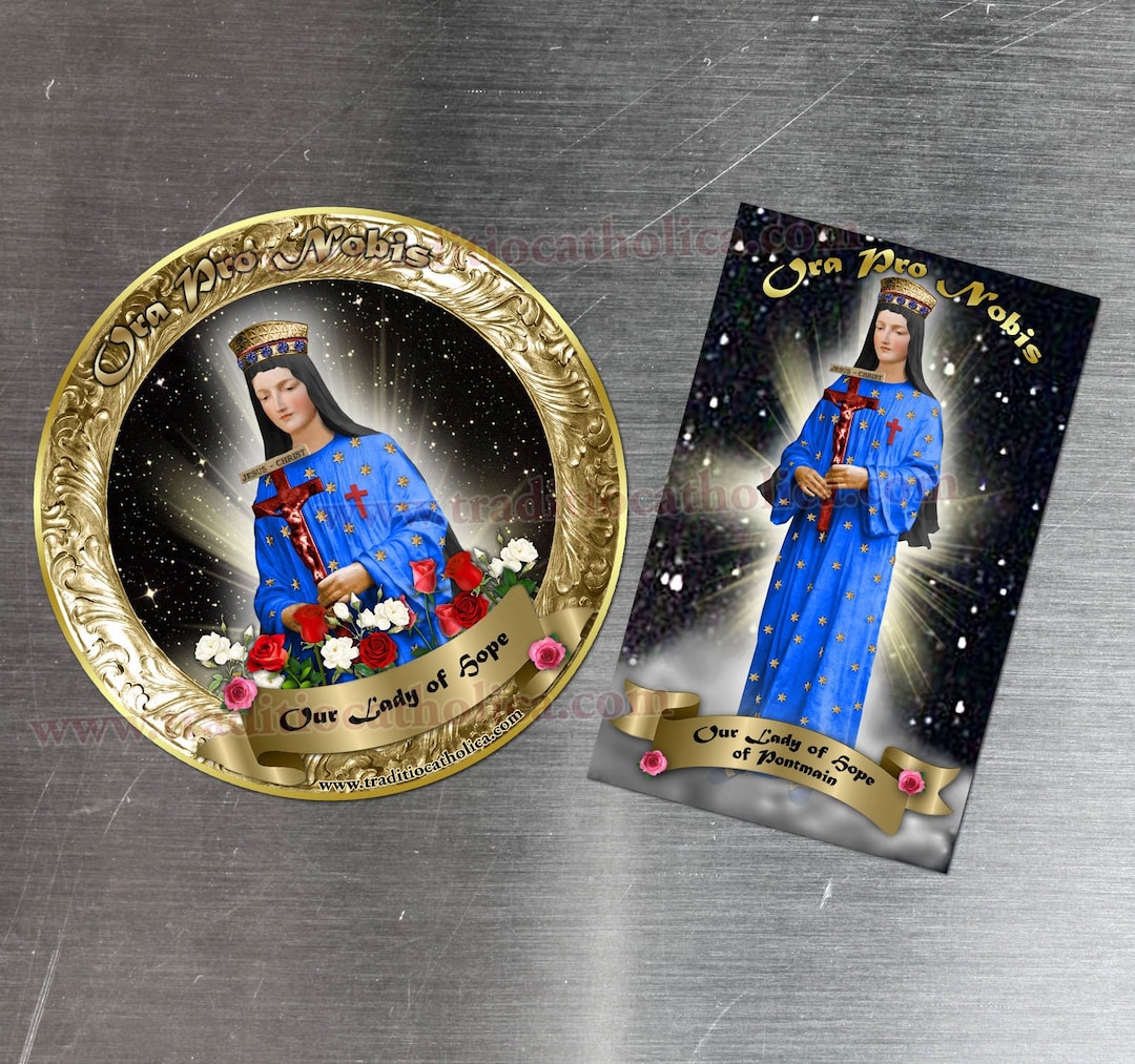 Our Lady of Hope, Pontmain France Gold Round and Rectangular Custom ...