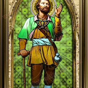 Saint Isidore the Farmer Stained Glass Handcrafted Framed Print. 7x14 ...