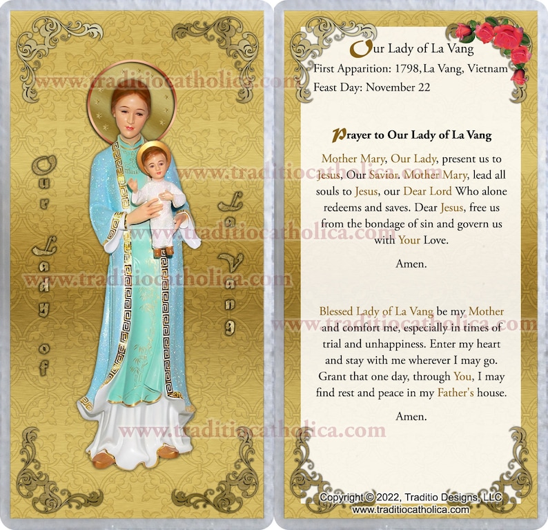 Our Lady of La Vang Laminated Catholic Holy Cards. Mary Our Lady of La ...
