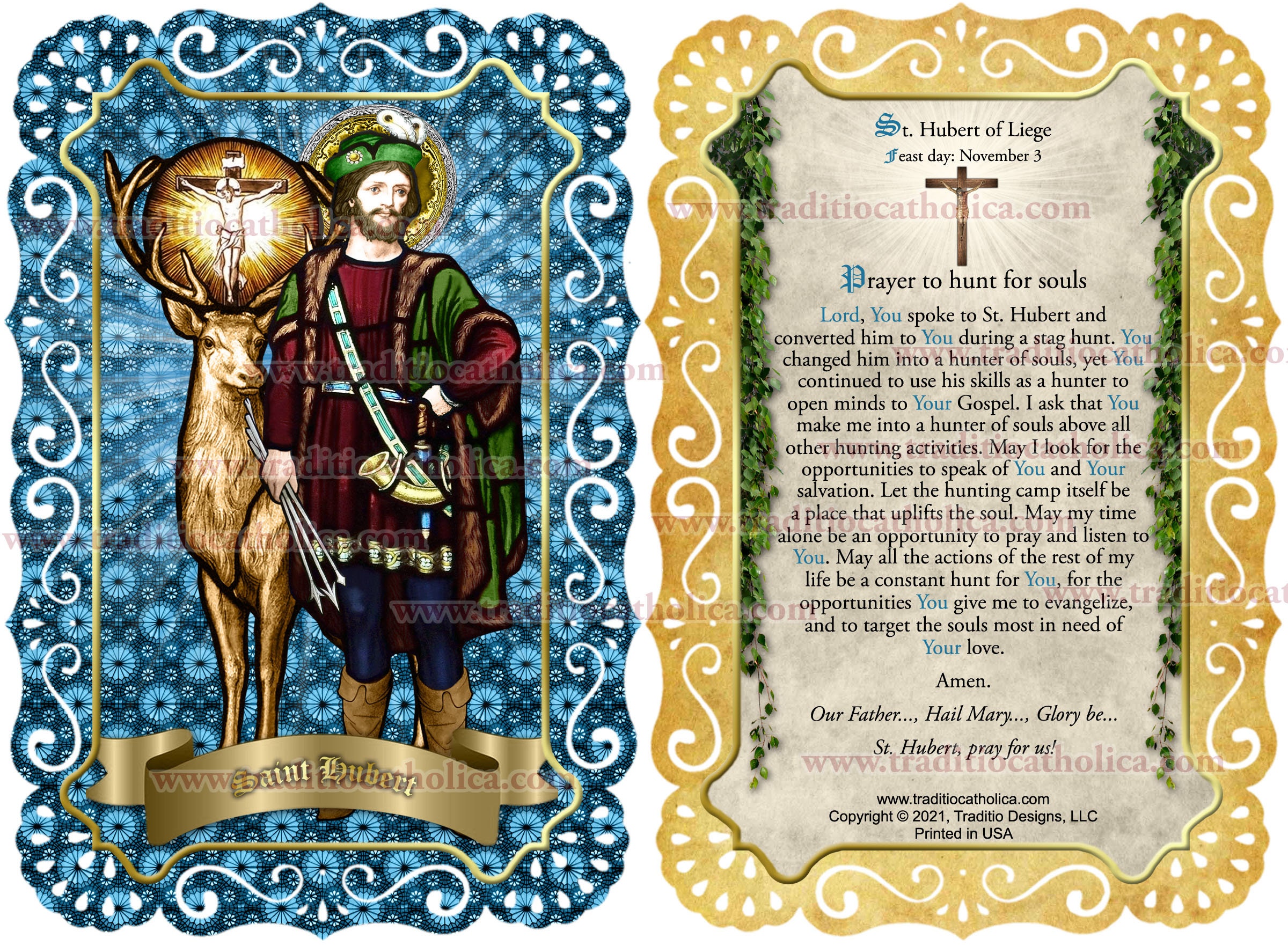 Saint Hubert Patron of Hunters and Hunting Laminated Prayer - Etsy