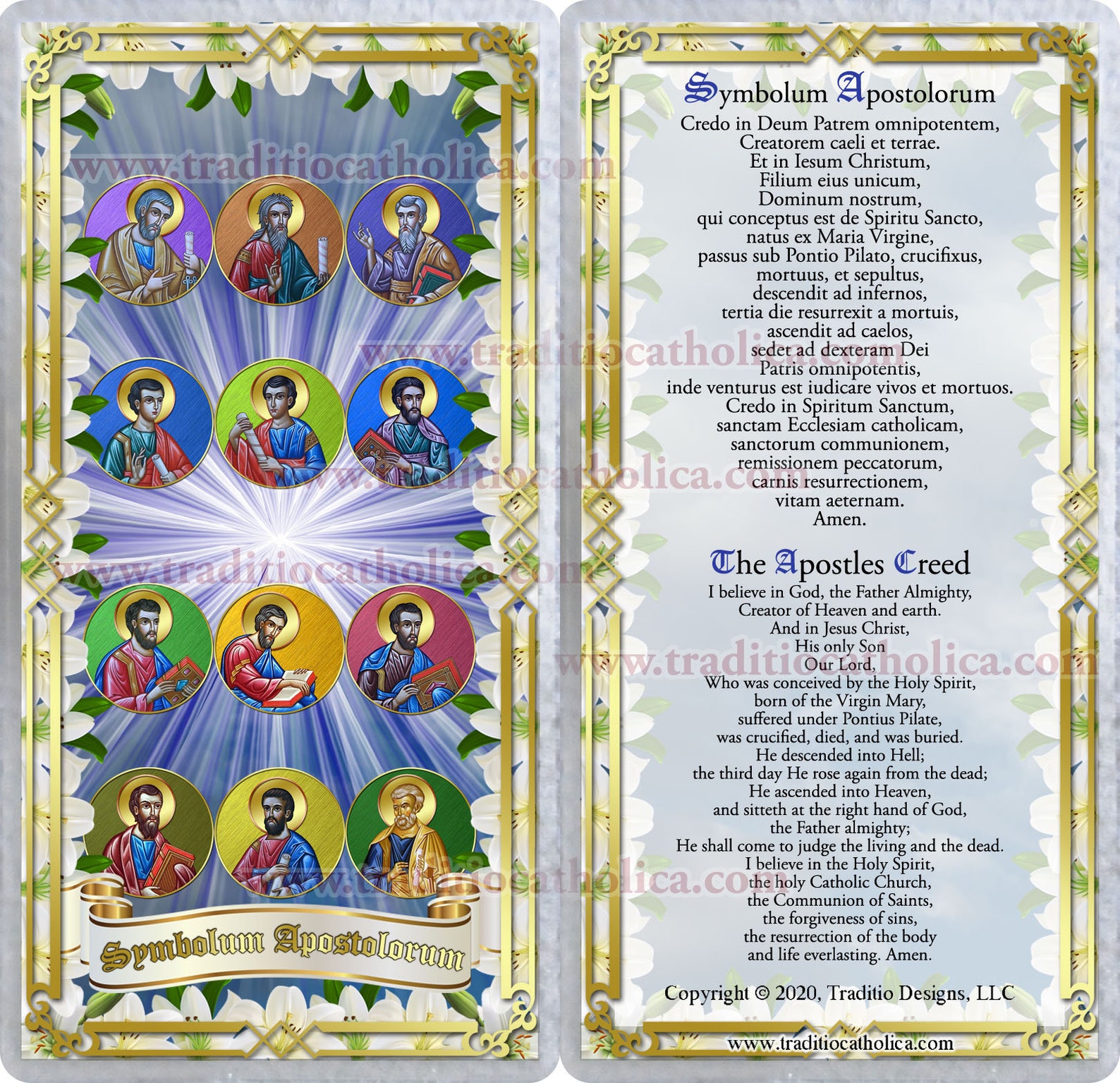 Symbolum Apostolorum the Apostles Creed Traditional Catholic - Etsy