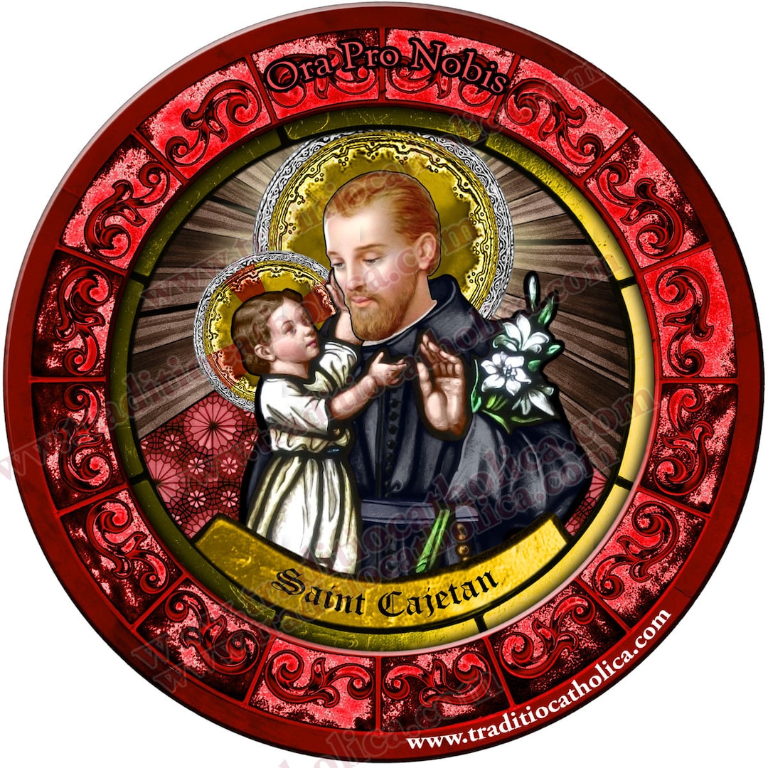 Saint Cajetan Stained Glass Round 4 Inch Refrigerator Magnet. St ...
