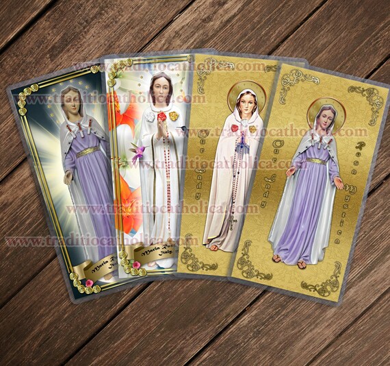 Maria Rosa Mystica Laminated Catholic Holy Cards. Mystical | Etsy