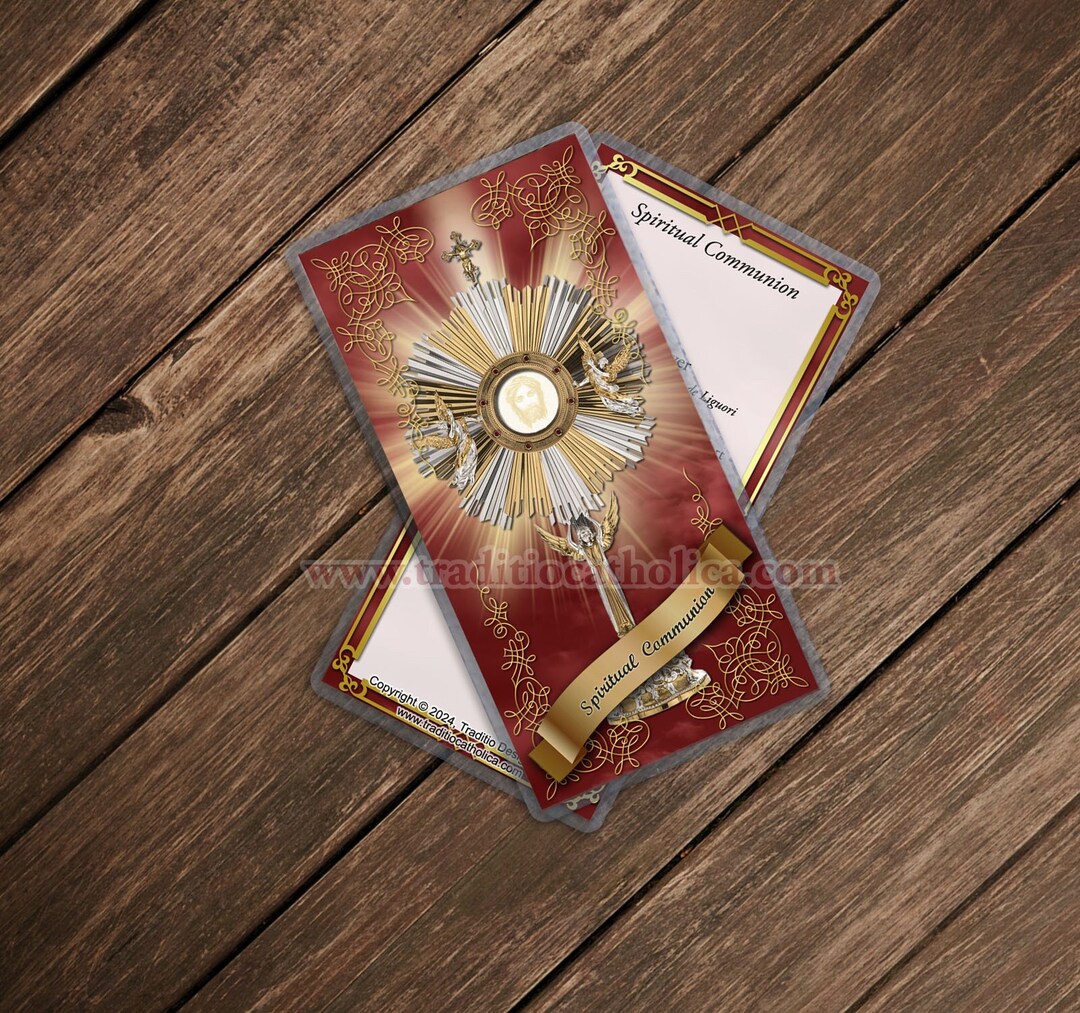 Spiritual Communion Laminated Holy Prayer Card. Most Blessed Sacrament ...