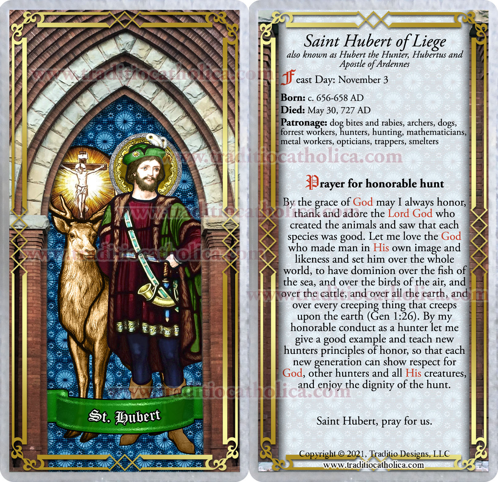 Saint Hubert patron of hunters and hunting laminated Prayer | Etsy