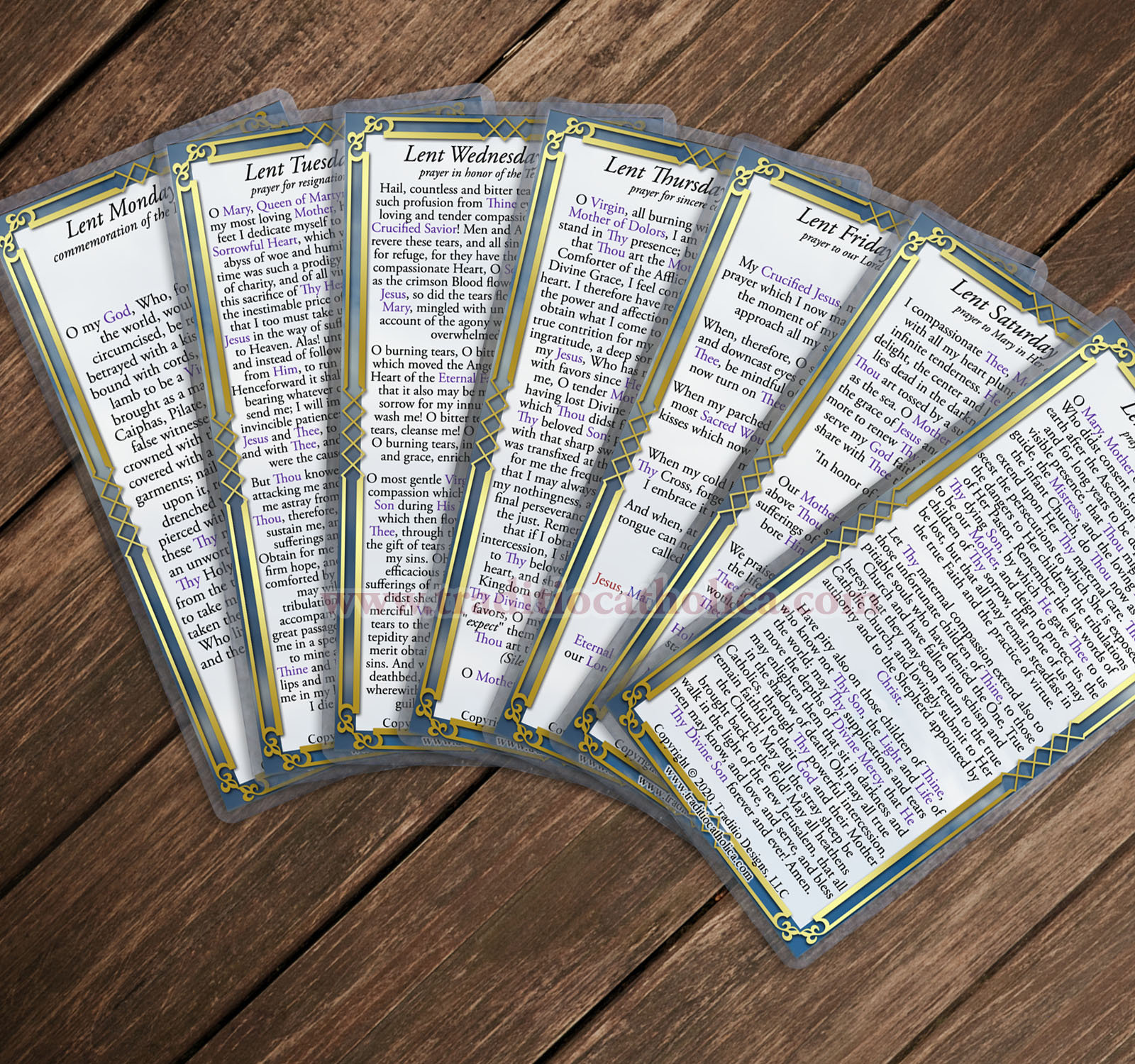 Lent daily prayers laminated holy cards. Entire gift set is | Etsy