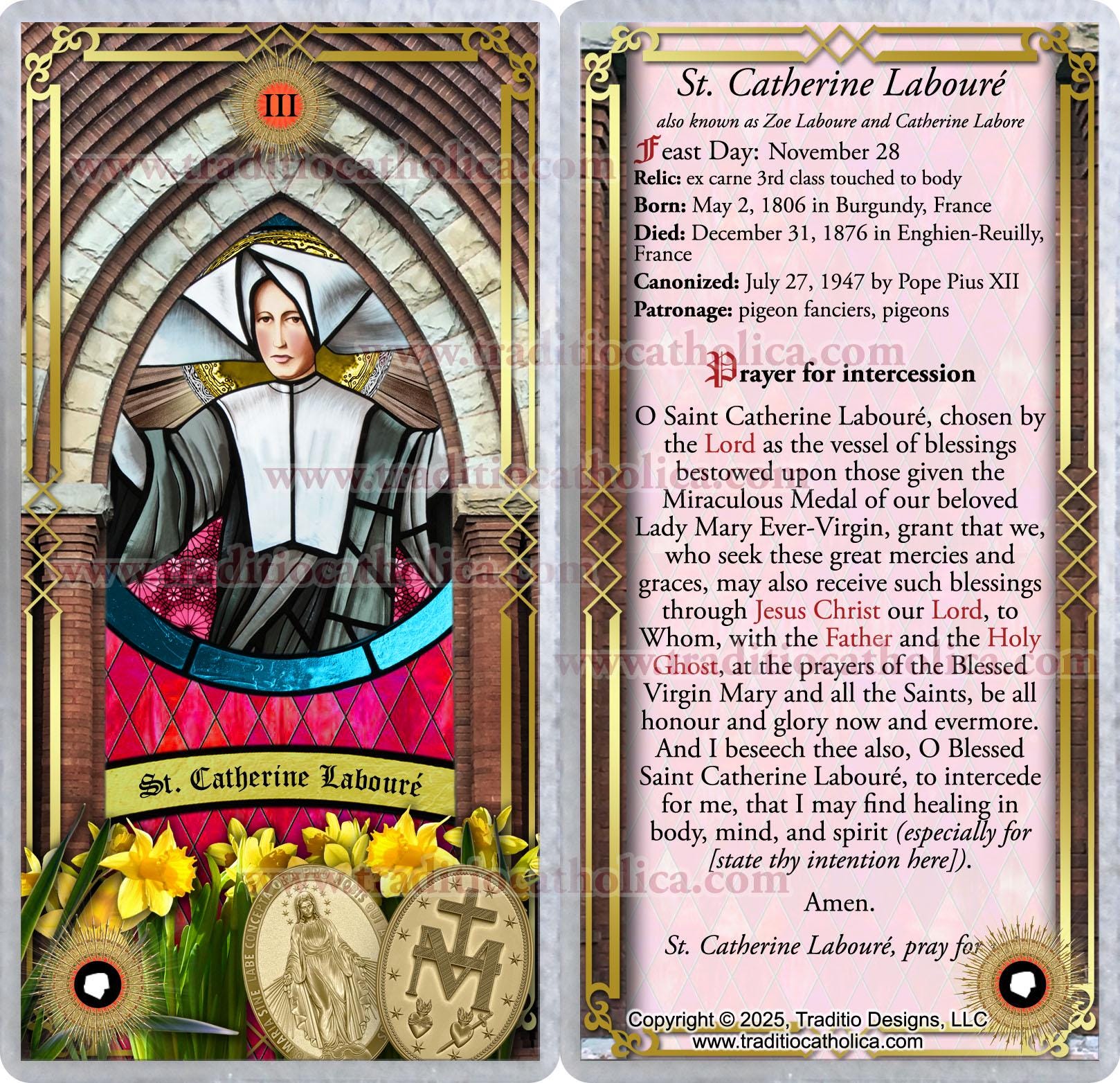 Saint Catherine Labouré Relic Holy Prayer Card and Relic Anointing Oil ...