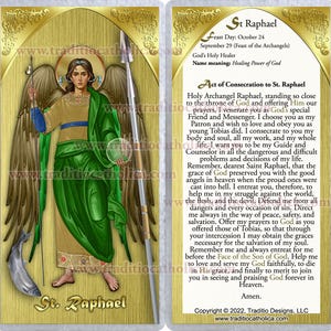 St. Saint Raphael Archangel Laminated Holy Prayer Cards. Stained Glass ...