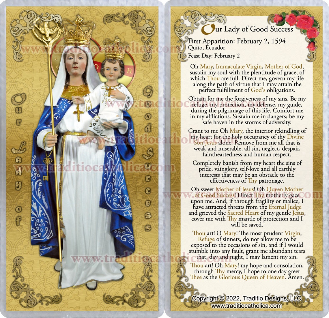 Our Lady of Good Success Quito Ecuador Laminated Catholic - Etsy UK