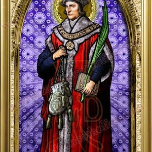 Saint Thomas More Patron of Lawyers Stained Glass Handcrafted - Etsy