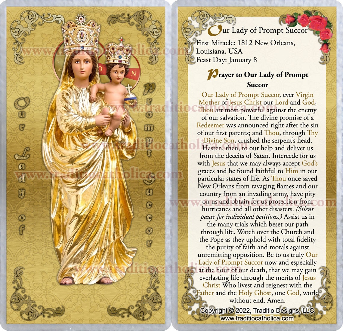 Our Lady of Prompt Succor Louisiana New Orleans Laminated Holy - Etsy