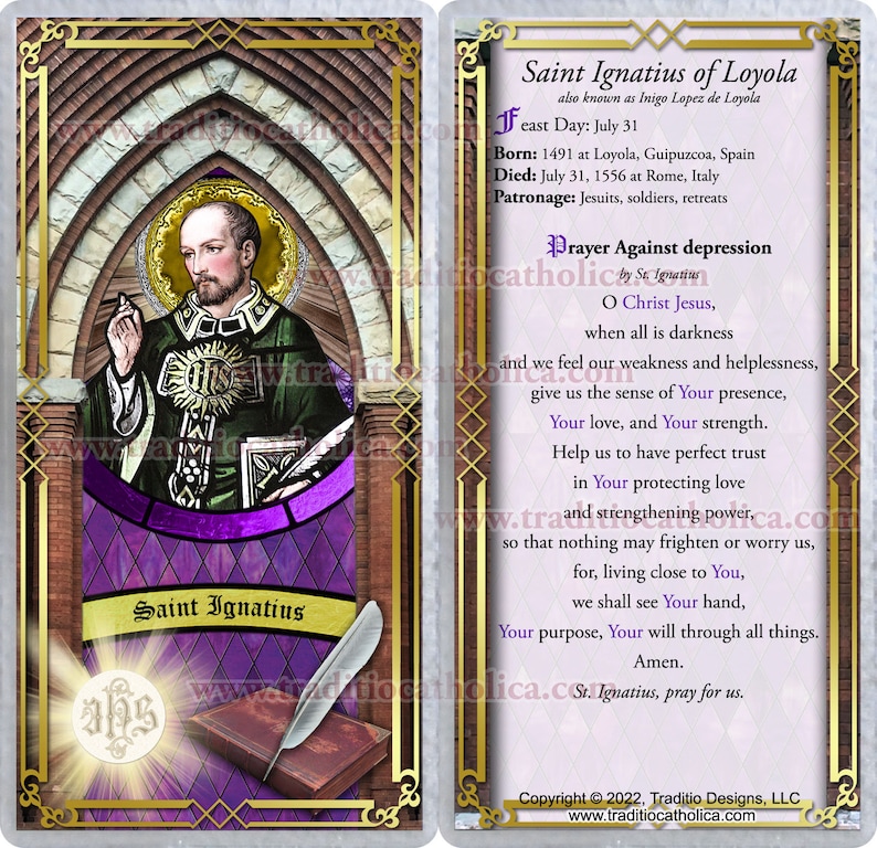St. Ignatius of Loyola Stained Glass Laminated Holy Prayer - Etsy