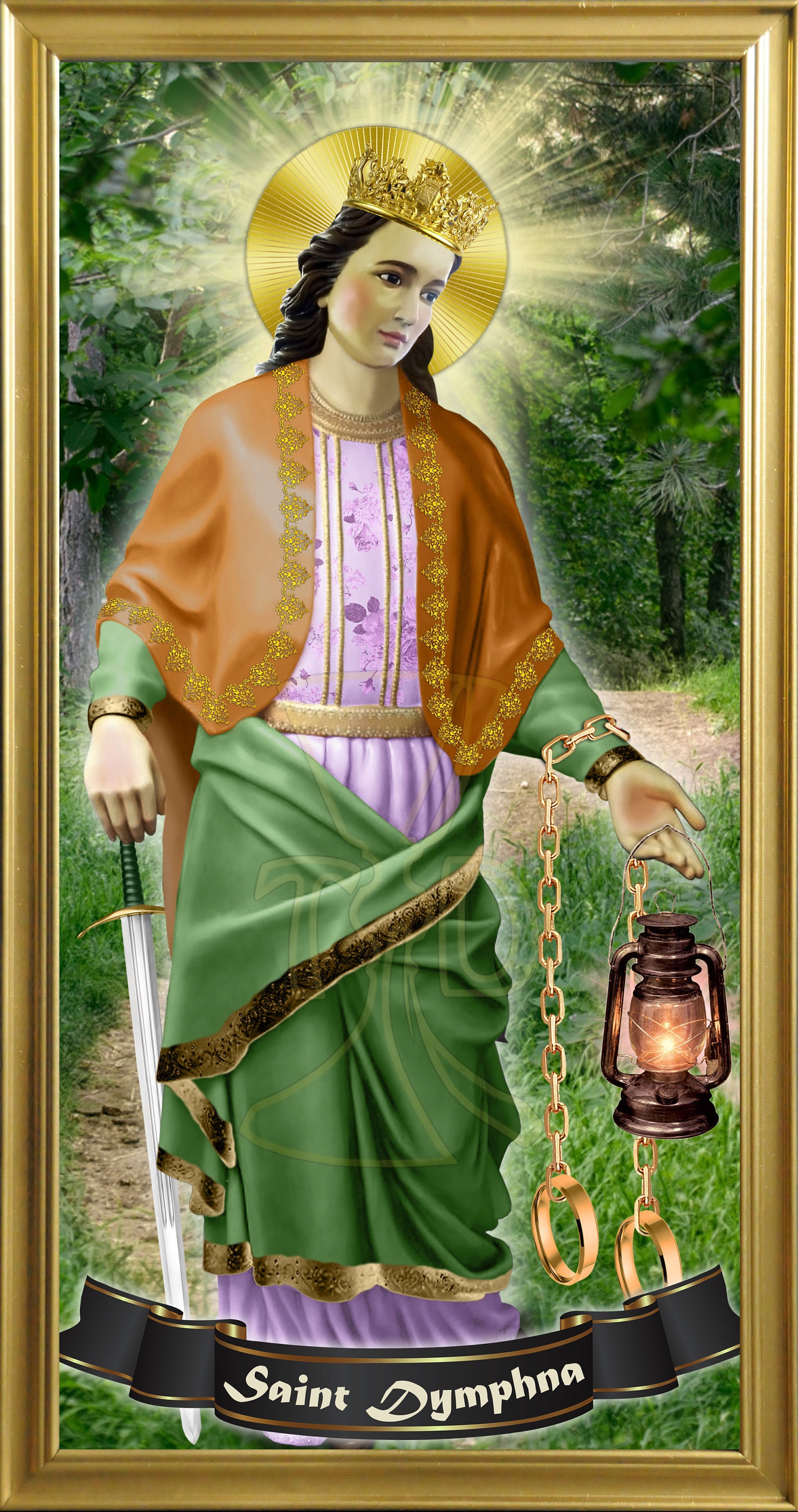 Saint St. Dymphna Ireland Handcrafted Framed Print. 7x14 - Etsy Canada