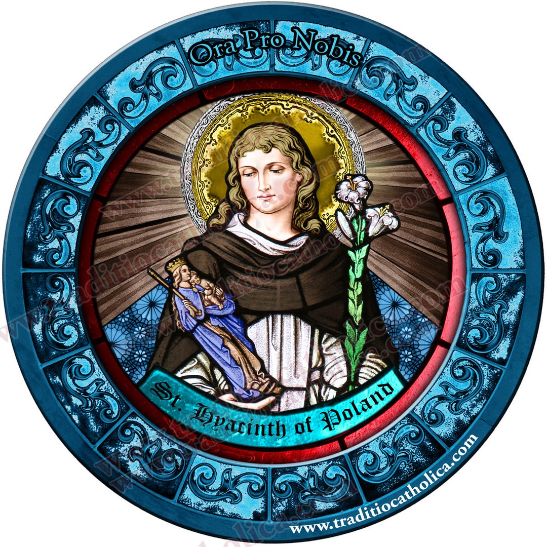 Saint Hyacinth of Poland Stained Glass Round 4 Inch Refrigerator Magnet ...