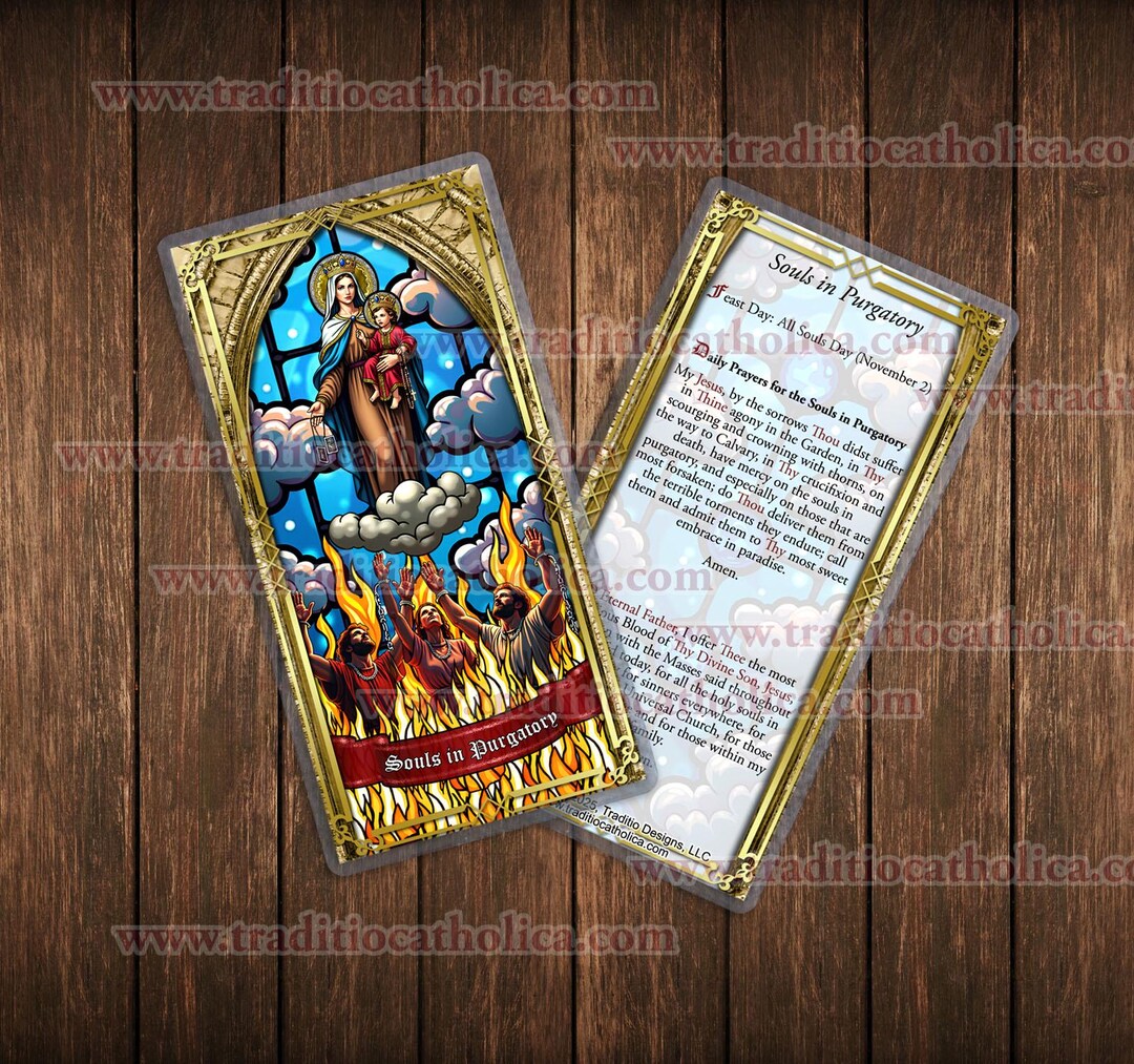 Souls in Purgatory Catholic Stained Glass Laminated Holy Card. Stained ...