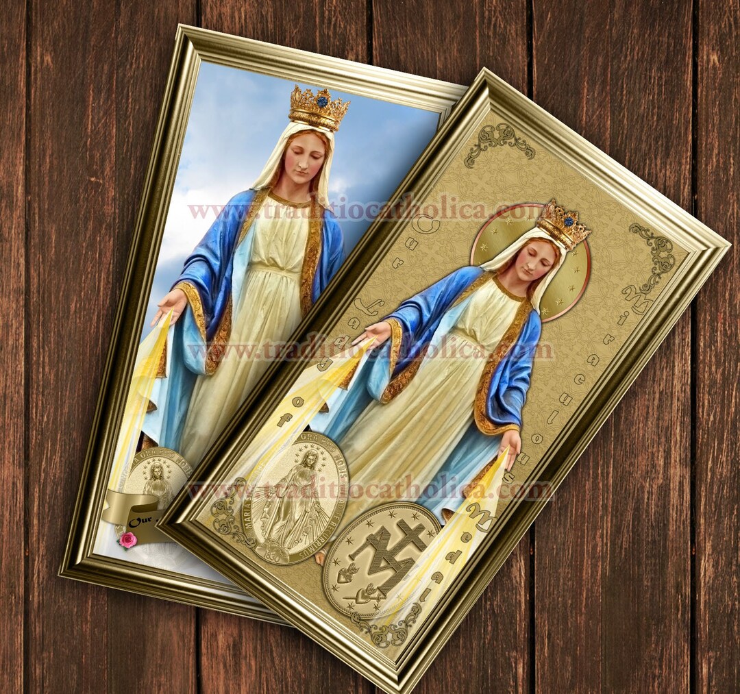 Our Lady of the Miraculous Medal Handcrafted Framed Prints. 7x14 Size ...