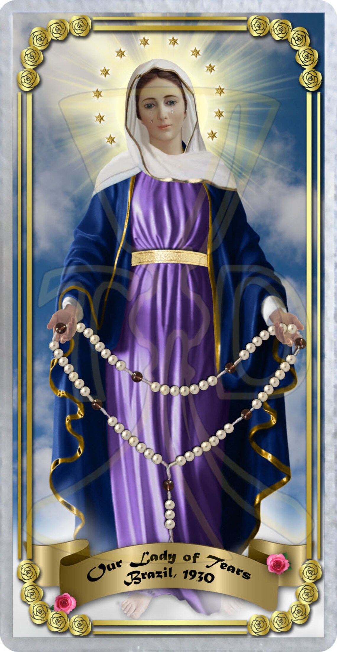 Our Lady of Tears Brazil laminated Holy Prayer card. Statue | Etsy