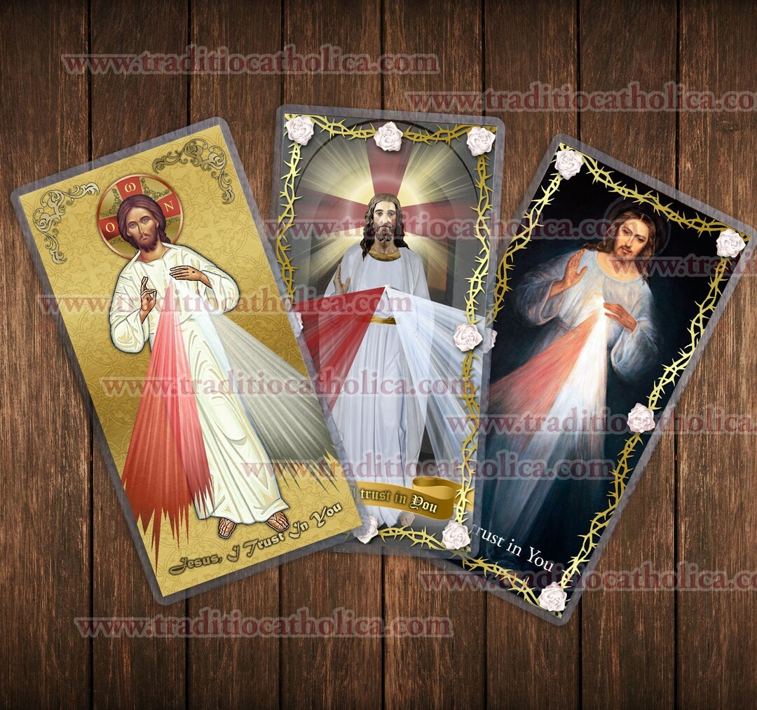 Divine Mercy Chaplet and Consecration Catholic Holy Prayer Cards. Jesus ...