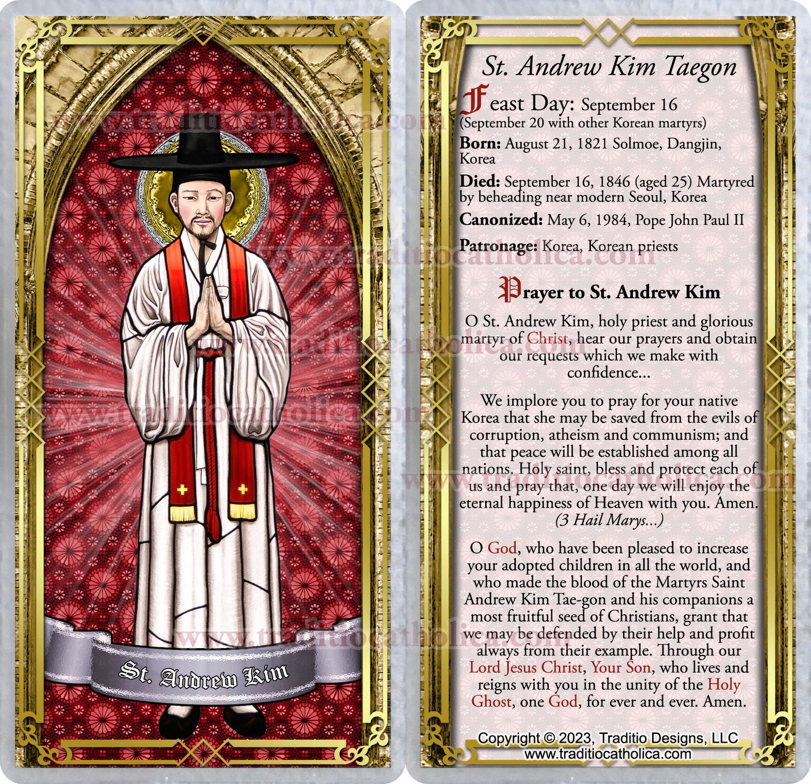 Saint St Andrew Kim Taegon, Korea Patron of Korean Priests Stained ...