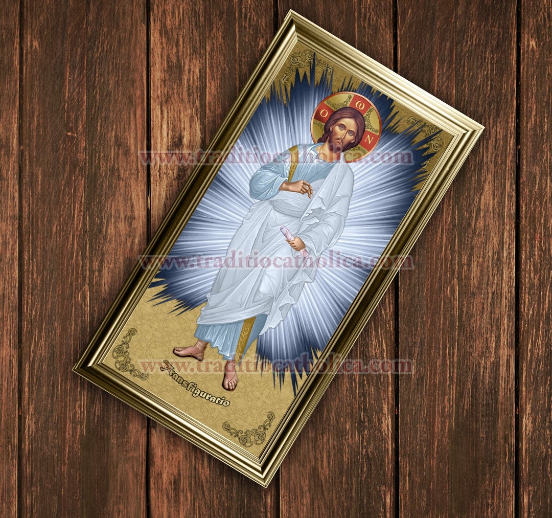 Transfiguration Handcrafted Icon Framed Print. 7x14 Size. Print is ...