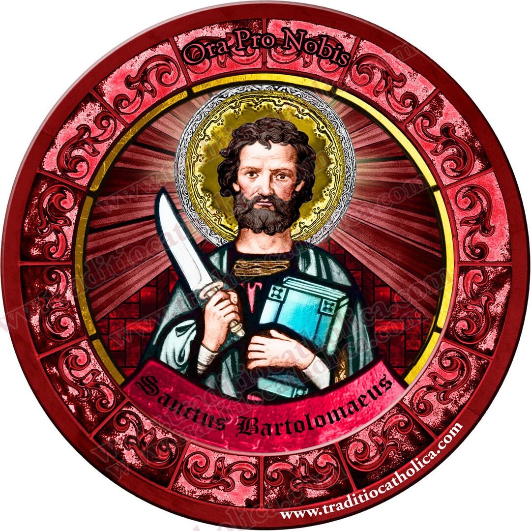 Saint Bartholomew Nathanael der Apostel Glasmalerei rund 10 cm kühlschrankmagnet. St ...