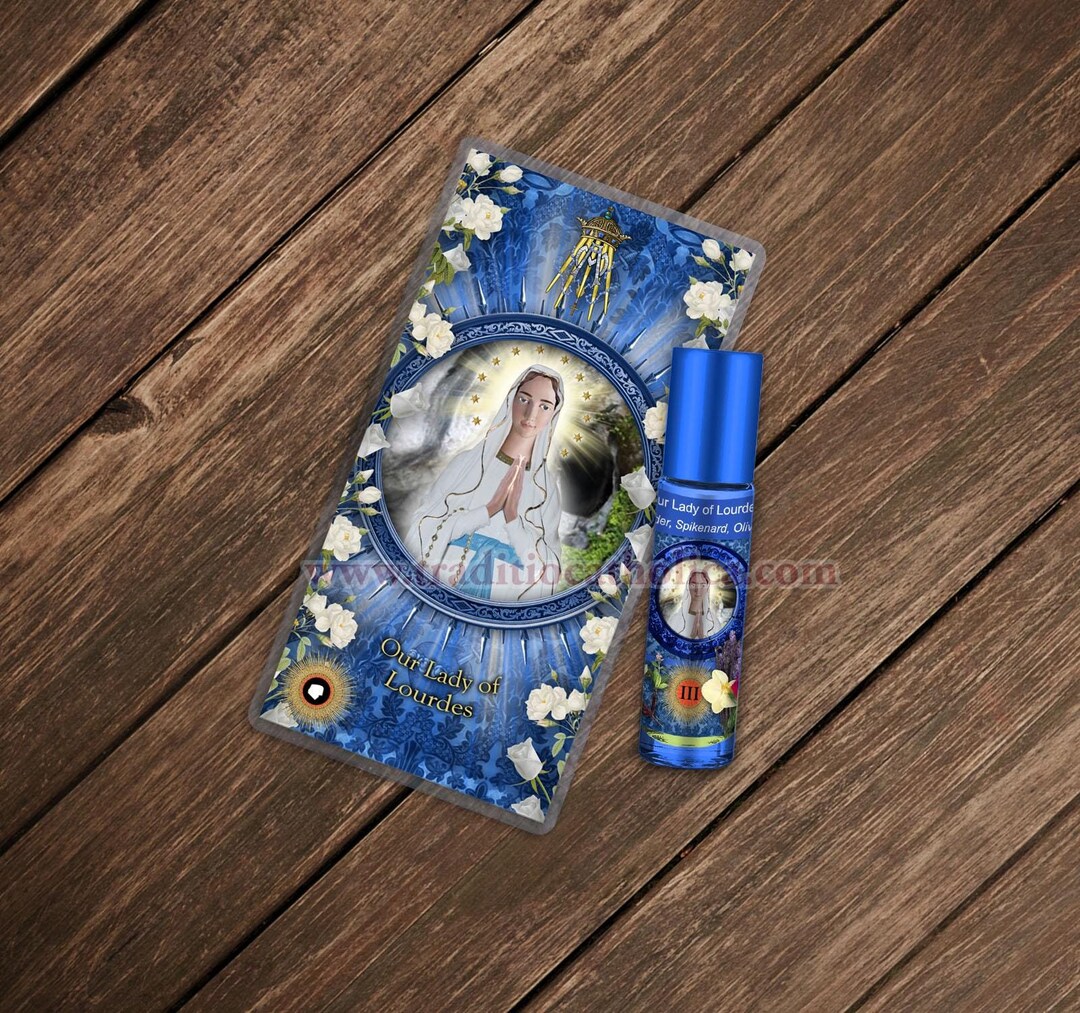 Our Lady of Lourdes Relic Holy Prayer Card & Relic Anointing Oil ...