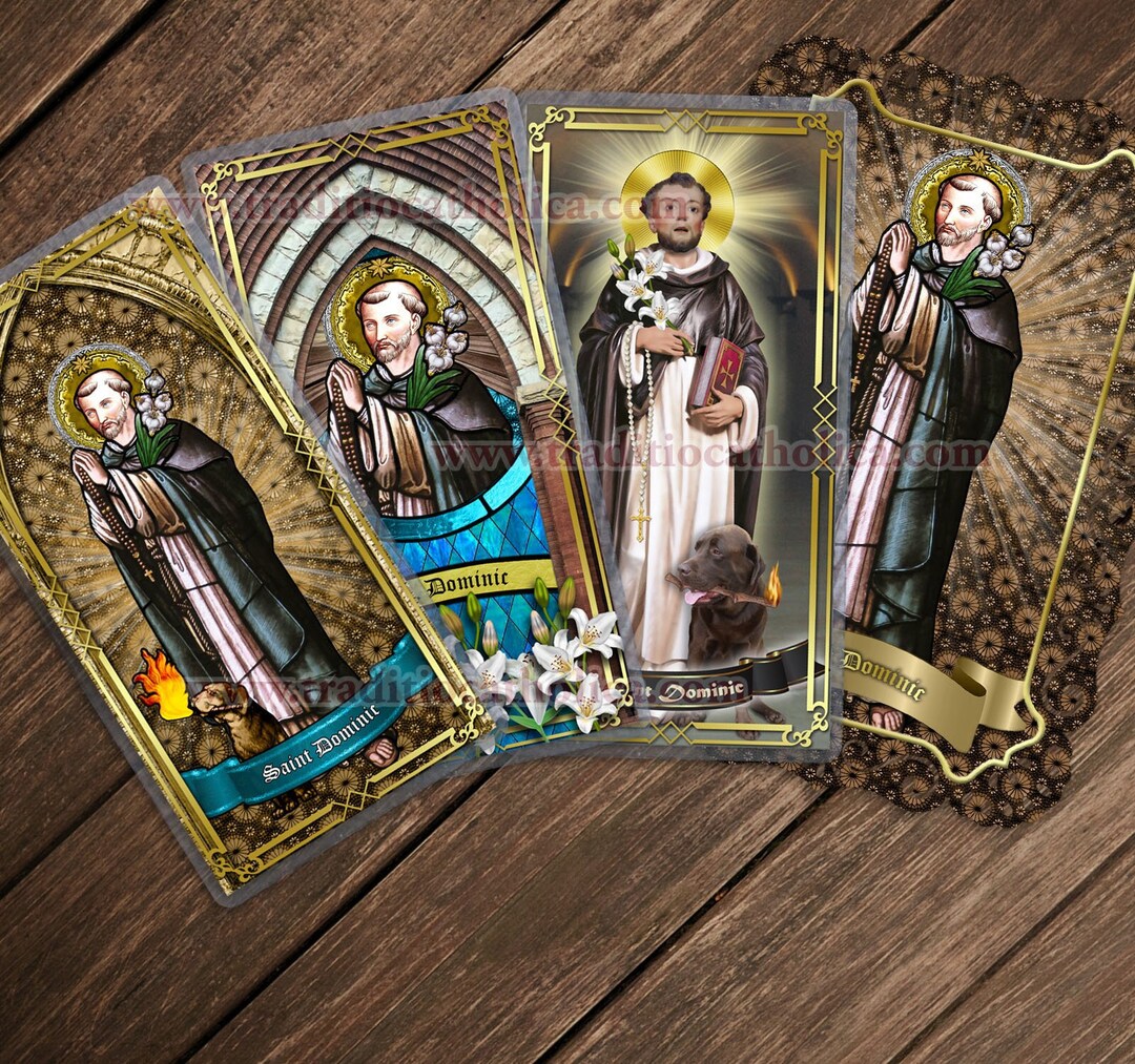 Saint Dominic Laminated Catholic Holy Prayer Cards. St. Dominic Statue ...