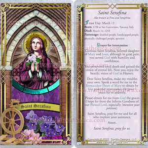 Saint Serafina Laminated Catholic Holy Prayer Cards. St. Serafina ...