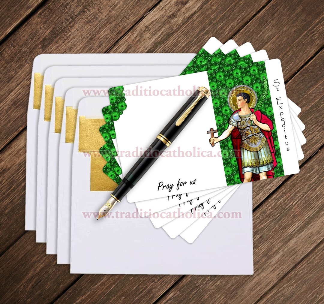 Set of Saint Expeditus Stained Glass Style Invite, Note, Thank You ...