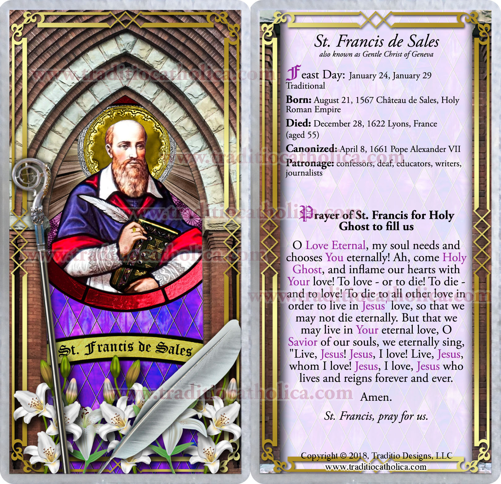 Saint Francis De Sales France Laminated Holy Prayer Cards. - Etsy