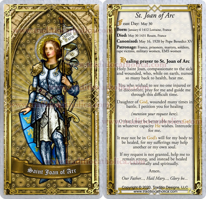 Saint Joan of Arc France Laminated Holy Prayer Cards. St. - Etsy